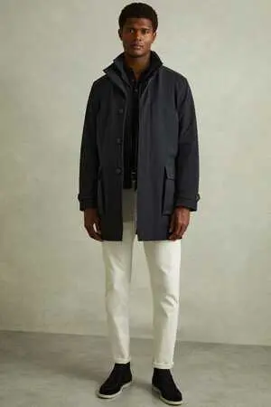 REISS Hybrid Removable-gilet Overcoat - Navy
