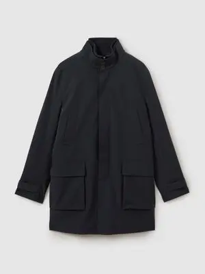 REISS Hybrid Removable-gilet Overcoat - Navy