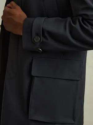 REISS Hybrid Removable-gilet Overcoat - Navy