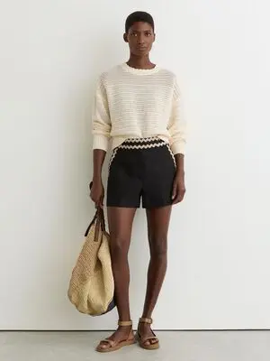 REISS Linen Wave-trim Shorts