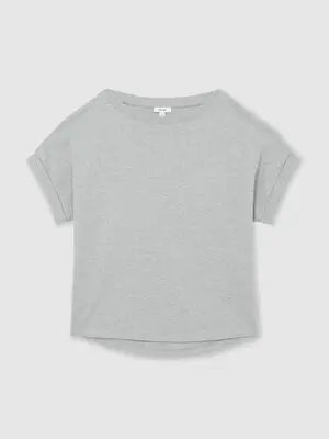 REISS Cotton Wide-neck Relaxed-fit T-shirt - Grey Marl