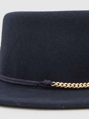 REISS Wool Felt Chain-strap Fedora Hat