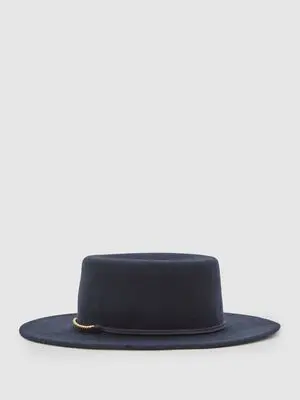 REISS Wool Felt Chain-strap Fedora Hat