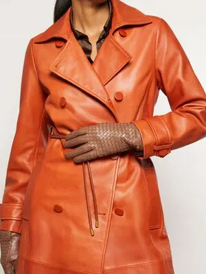 REISS Woven Leather Gloves