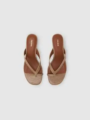 REISS Leather Lizard-effect Kitten-heel Sandals