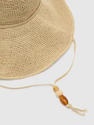 REISS Straw-effect Beaded-strap Hat