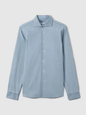 REISS Washed Chambray Button-through Shirt