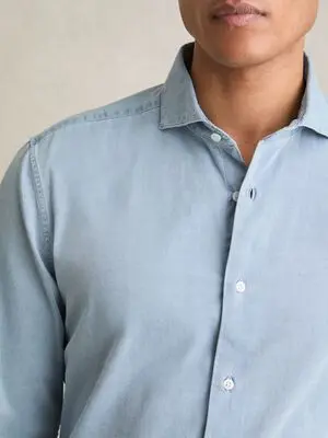 REISS Washed Chambray Button-through Shirt