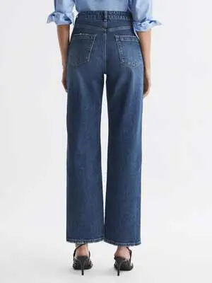 REISS Selin Straight Leg Jeans Cotton Pritned