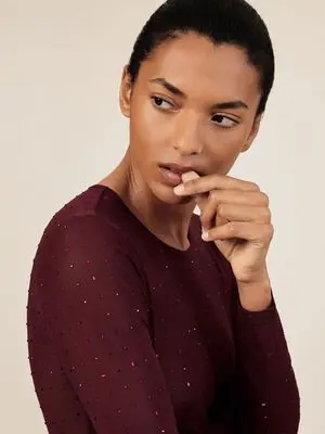 REISS Crystal-embellished Mesh Bodysuit