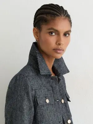 REISS Linen-cotton Woven Trucker Jacket