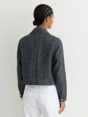 REISS Linen-cotton Woven Trucker Jacket