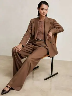 REISS Solene Wool-blend Wide-leg Trousers