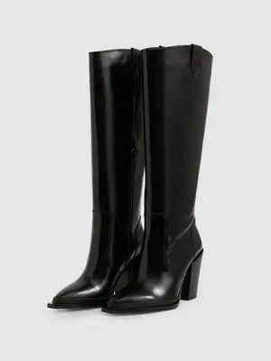 Paige Pacey Heel Boots Leather Plain