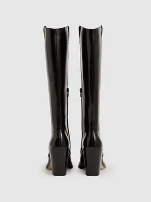 Paige Pacey Heel Boots Leather Plain