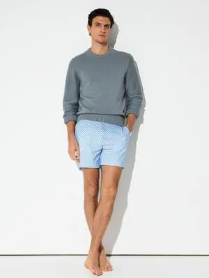 REISS Ombré Geometric-print Swim Shorts - Soft Blue