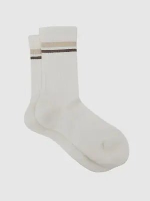 REISS Cotton-blend Double-stripe Socks - Neutral
