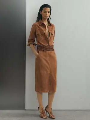 ATELIER Suede Western Press-stud Shirt
