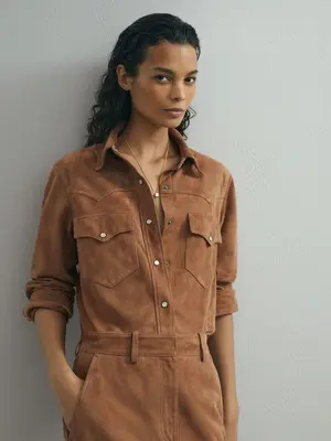 ATELIER Suede Western Press-stud Shirt
