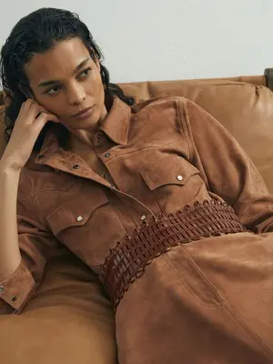ATELIER Suede Western Press-stud Shirt