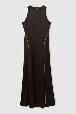 REISS Zipped Maxi Dress - Dark Brown