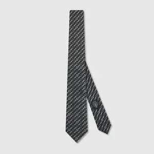 Gucci Gucci GG Pattern Silk Neck Tie Black