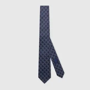 Gucci Gg Pattern Silk Neck Tie - Blue