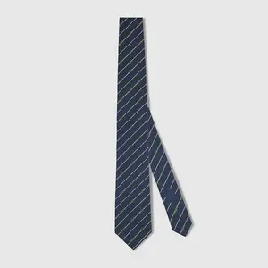 Gucci Gg Pattern Silk Neck Tie - Blue