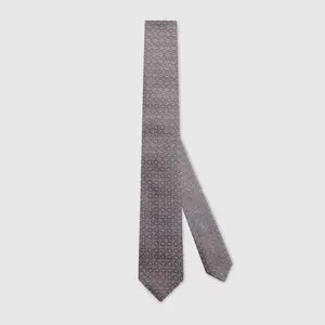 Gucci Gg Pattern Silk Neck Tie - Grey