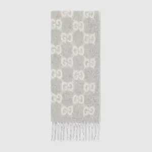 Gucci Gg Wool Scarf - Grey