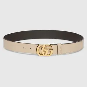 Gucci Gg Marmont Thin Belt - Beige