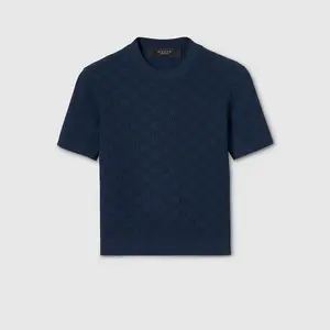 Gucci Fine Woo Gg Crysta Top, Size - Blue