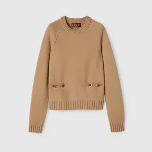 Gucci Fine Woo Gg Crysta Top, Size Brown