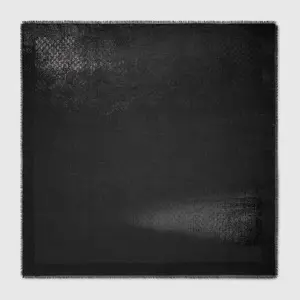 Gucci Gg Jacquard Silk Wool Shawl - Black