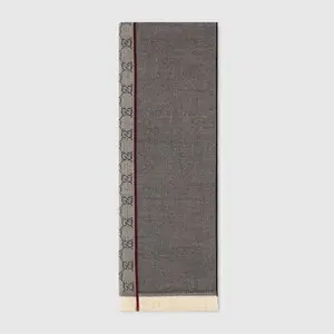 Gucci Double G Silk Cotton Jacquard Stole - Grey