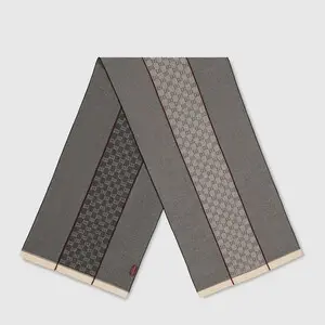 Gucci Double G Silk Cotton Jacquard Stole - Grey