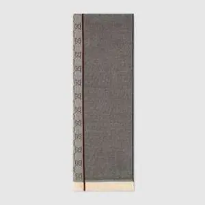 Gucci Double G Silk Cotton Jacquard Stole - Grey