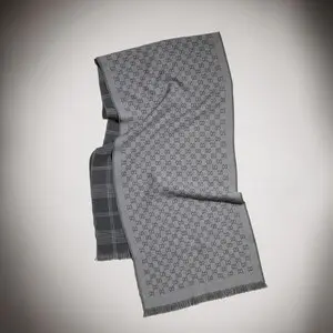 Gucci Double G Silk Cotton Jacquard Stole - Grey