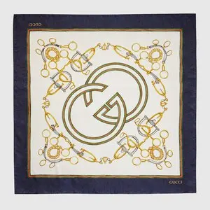 Gucci Printed Flora Silk Twill Carré Black