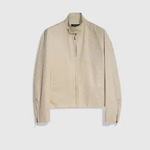 Gucci Gg Linen Blend Canvas Jacket, Size - Beige