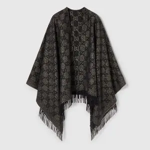 Gucci Gg Wool Jacquard Cape - Black