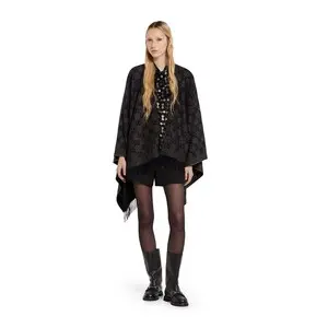 Gucci Gg Wool Jacquard Cape - Black