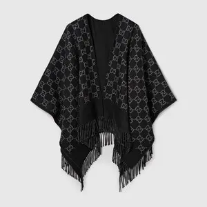Gucci Gg Wool Jacquard Cape - Black