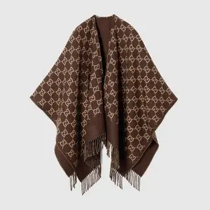 Gucci Gg Wool Jacquard Cape - Brown