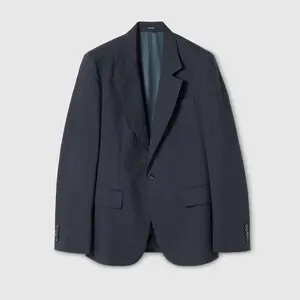 Gucci Gg Cotton Gabardine Jacquard Jacket, Size - Blue