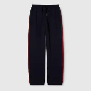 Gucci Gg Knit Doube Woo Eisure Trousers, Size - Blue