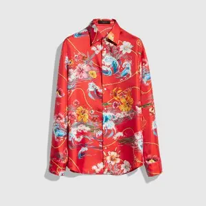 Gucci Gg Printed Silk Shirt - Red