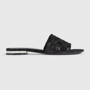Gucci Slide Sandal With Interlocking G Detail - Black