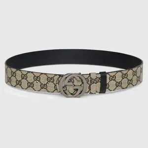 Gucci Reversible Belt With Interlocking G Buckle - Black