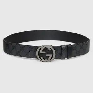 Gucci Reversible Belt With Interlocking G Buckle - Black